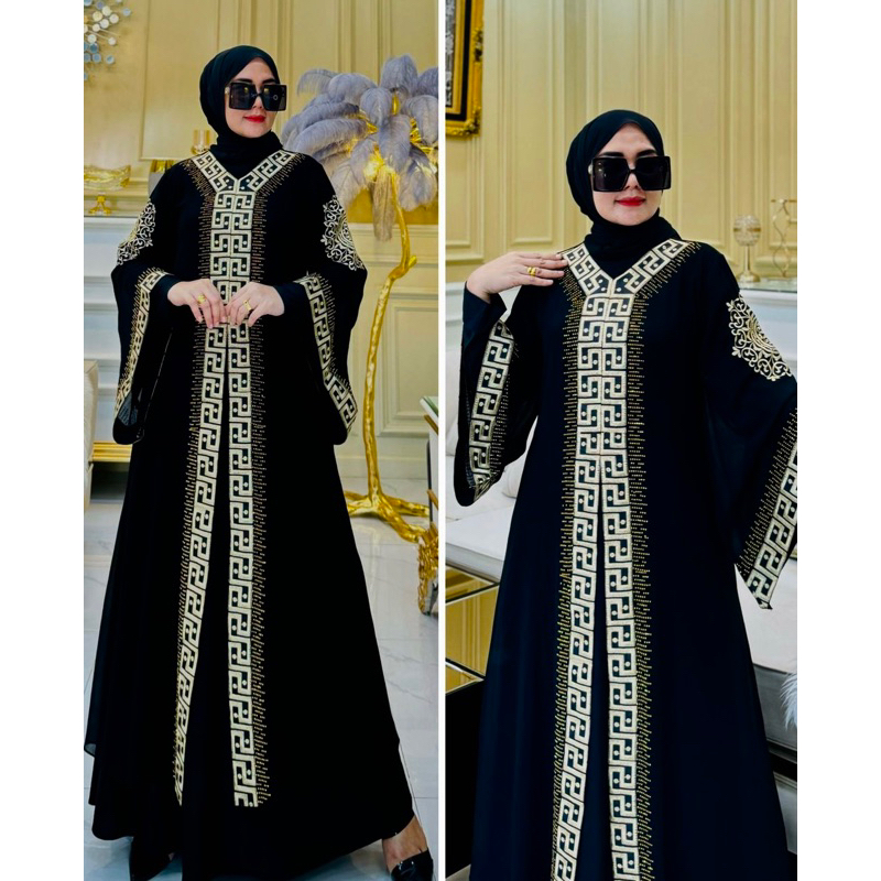 Jual GAMIS ABAYA TURKEY BORDIR ZODA FULL HITAM 1199 GAMIS PESTA ZODA ...