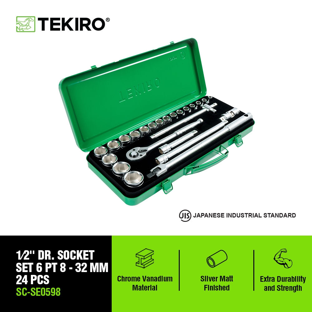Jual TEKIRO 1/2 INCH SOCKET SET 6 PT 8 - 32 MM 24 PCS /KUNCI SOCK SET / SOCKET SET | Shopee ...