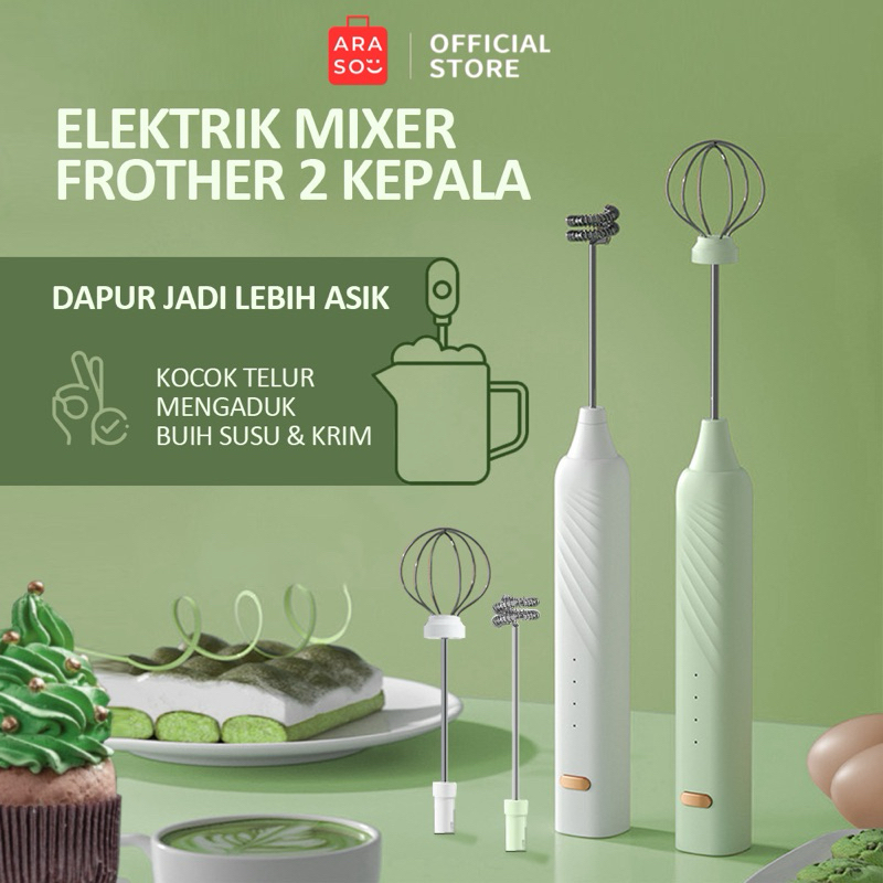 Jual ARASO - Elektrik Mixer Frother 2 Kepala , Blender Krim Otomatis ...
