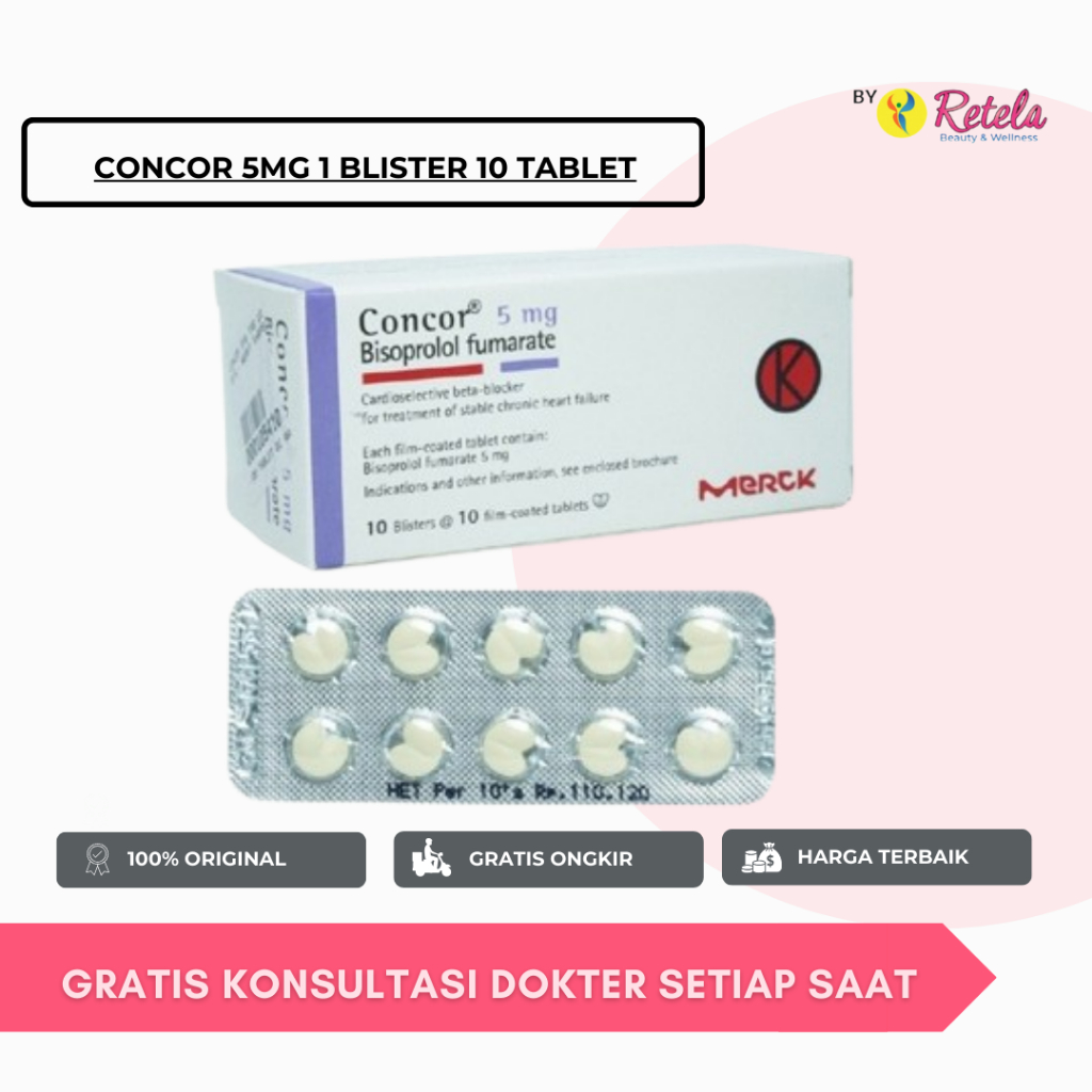 Jual CONCOR 5MG 1 BLISTER 10 TABLET | Shopee Indonesia