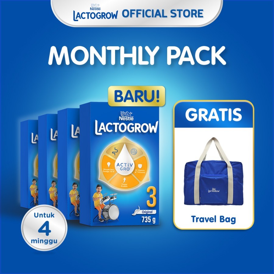 Jual Nestlé LACTOGROW 3 Plain Susu Box 735g x 4pcs | Shopee Indonesia