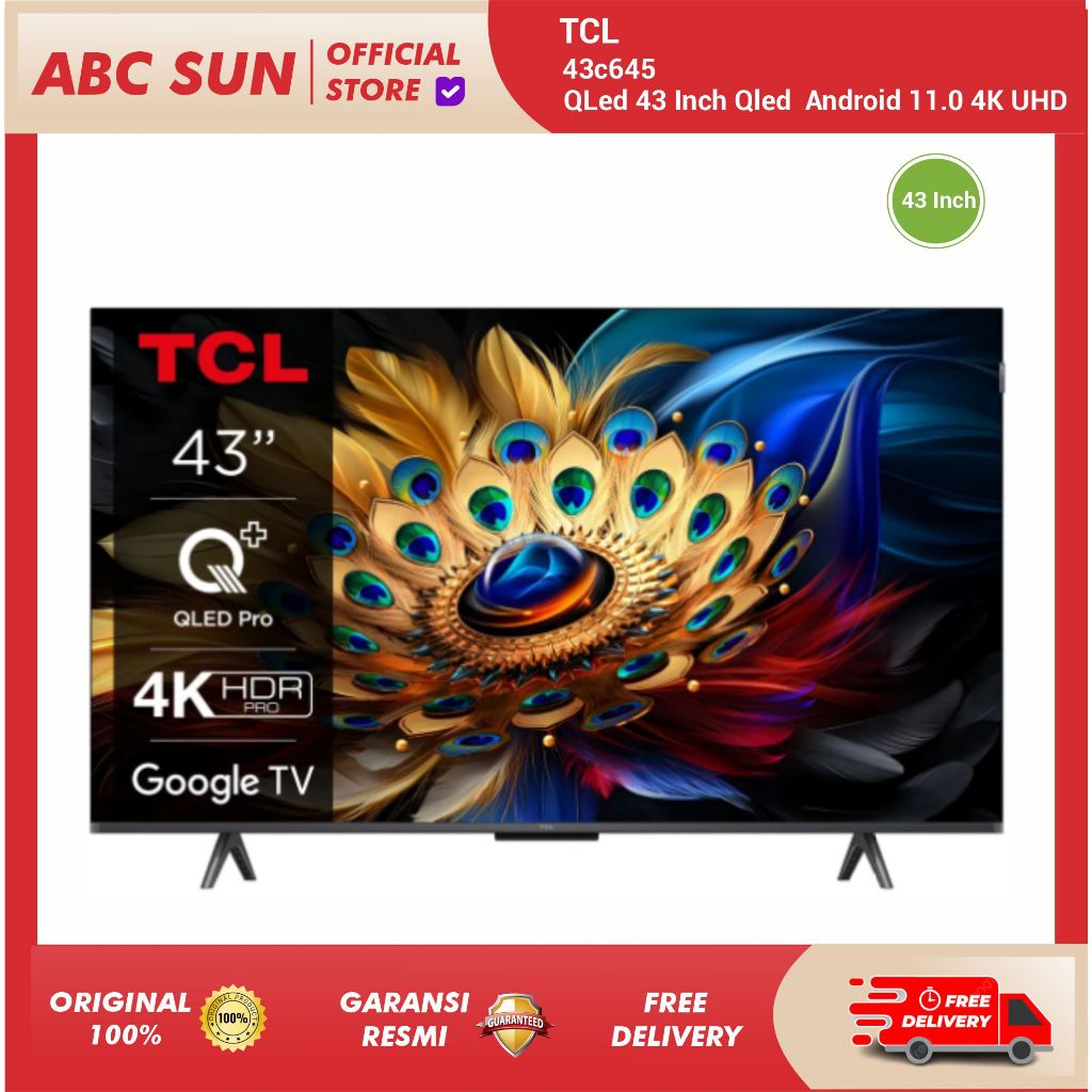 Jual TCL 43c655 Qled 43 Inch Uhd 4k Smart GoogleTV Android 11.0 HDR10+ | Shopee Indonesia