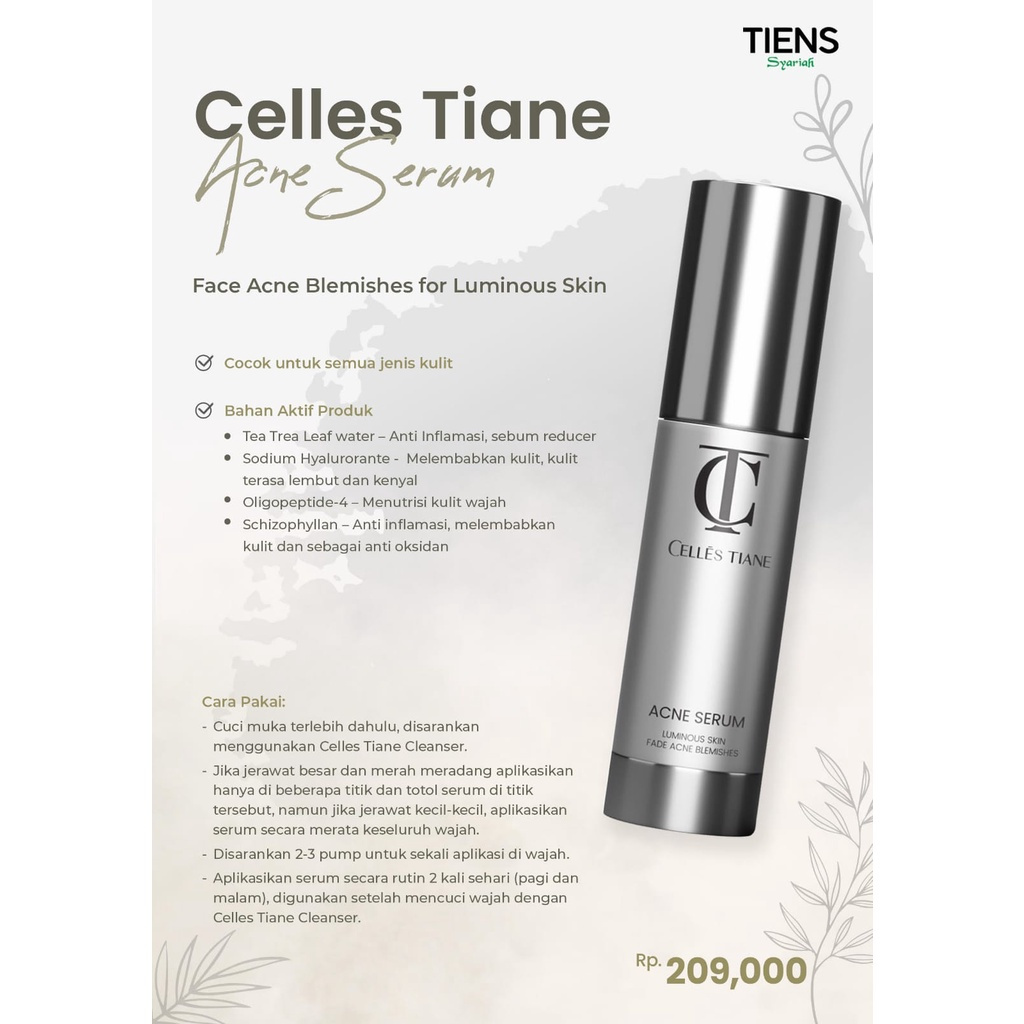 Jual Acne serum celles tiane tiens serum anti jerawat / cream anti ...
