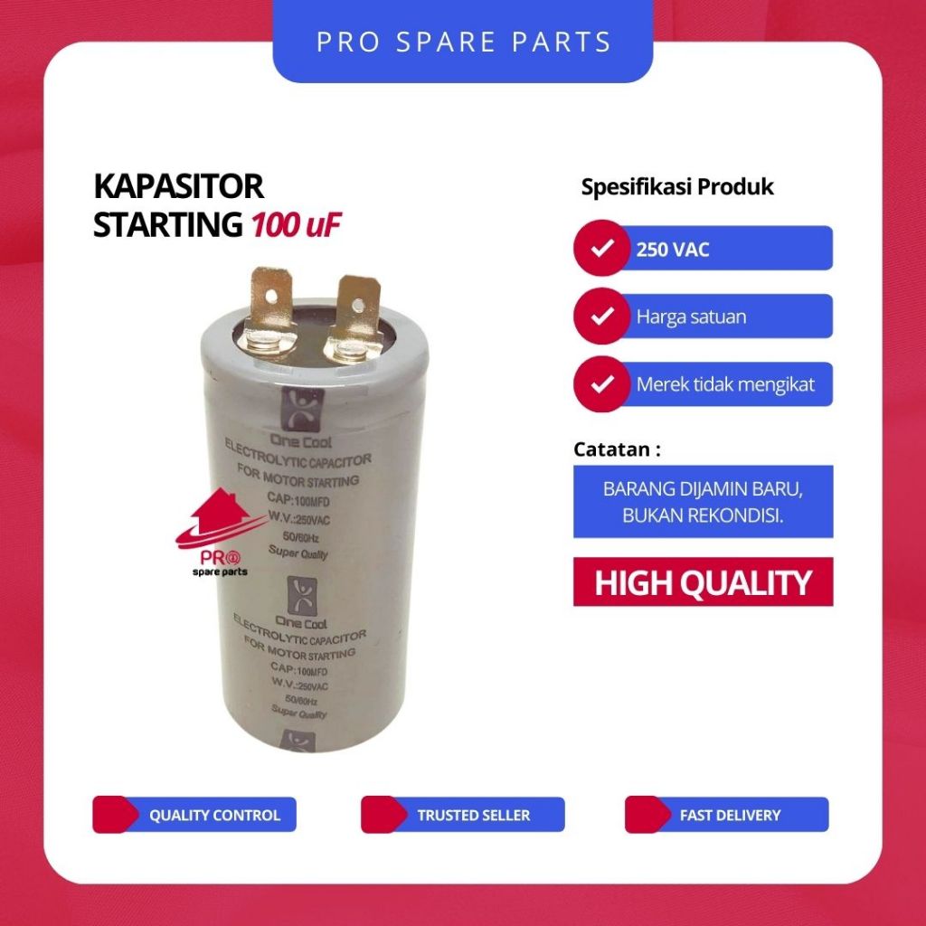 Jual Kapasitor Starting 100 uf - Kapasitor 100uf/Mikro - Capacitor ...
