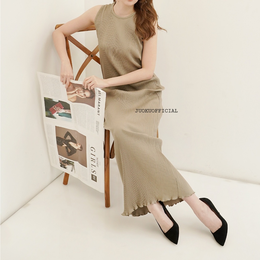 Jual Inner Dress Span Wavy Plisket Lidi / Dress Wavy / Dress Span ...