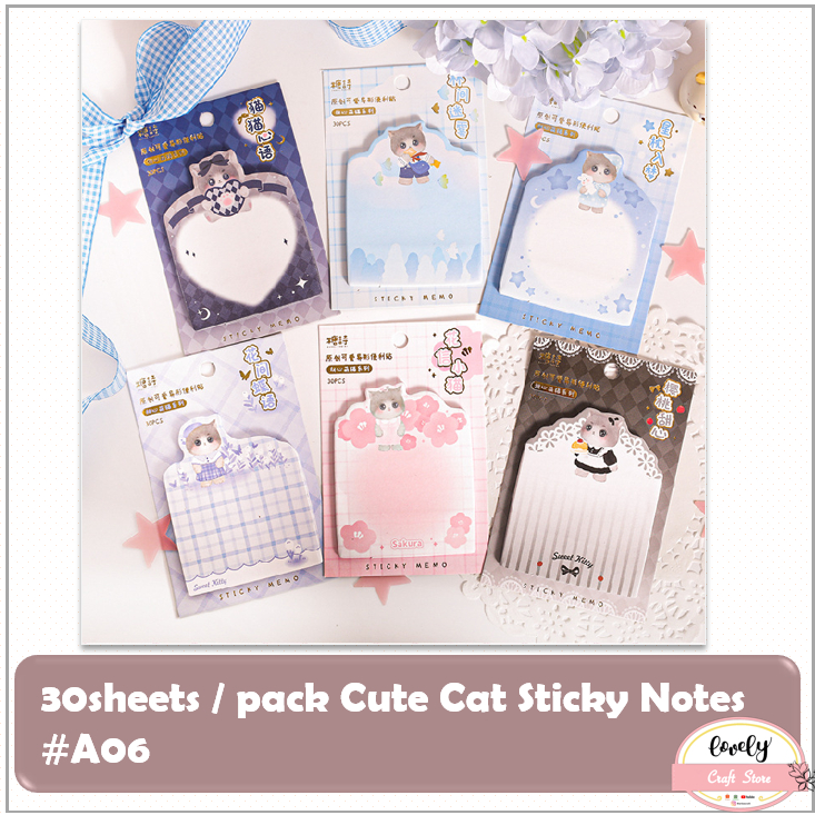 Jual LovelyCraftStore | A06 ~ Memo Pad Sticky Notes Cute Cat Notes ...