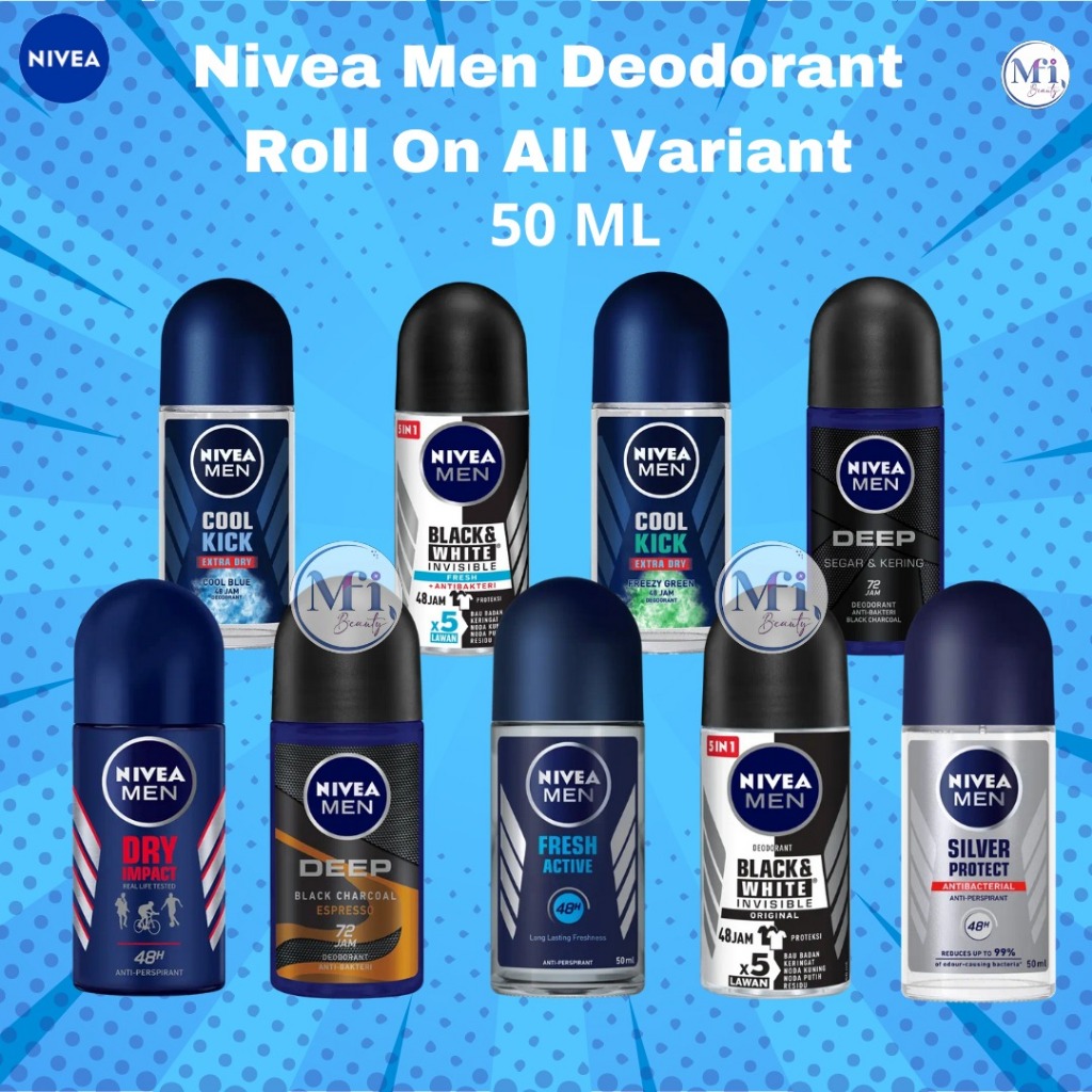 Jual MFI - NIVEA MEN Deodorant Roll On Series l Netto 50 mL | Shopee Indonesia