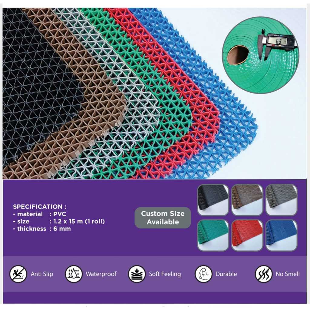 Jual KESET KARPET PVC LUBANG S-TYPE MAT/Tebal 6MM UK.1,2M X 1M | Shopee ...