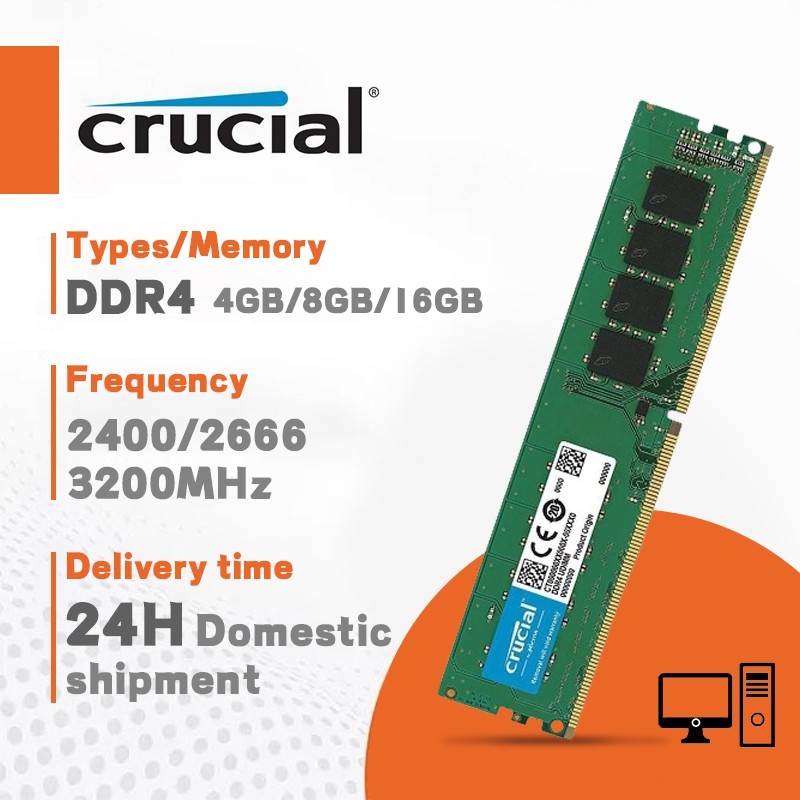 Jual 【Jakarta Spot】4gb/8GB/16GB Crucial 2400/2666/3200MHZ Desktop RAM DDR4 DIMM memory for PC ...