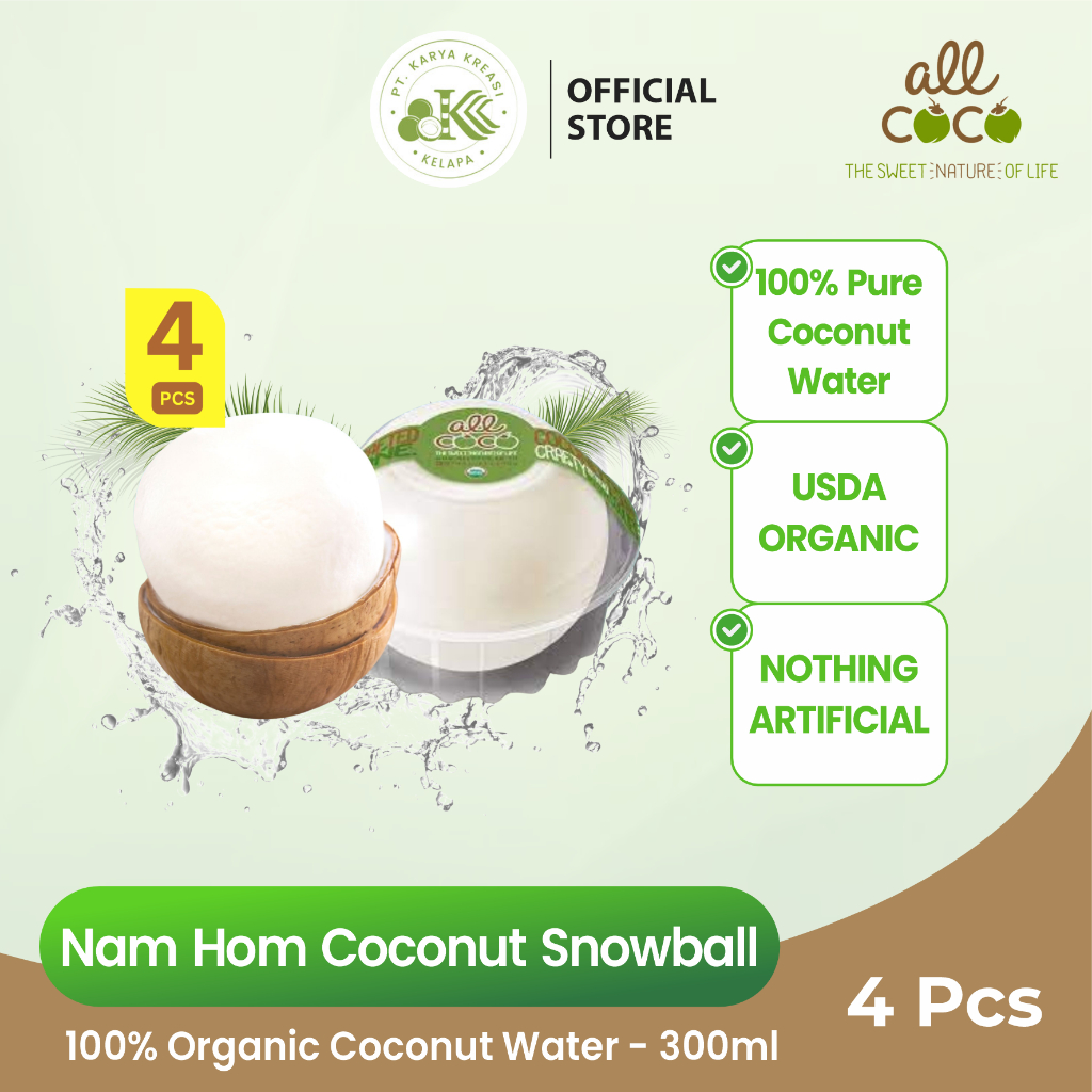 Jual All Coco Nam Hom Coconut Snow Ball Air kelapa Murni 300gr - 4 pcs ...