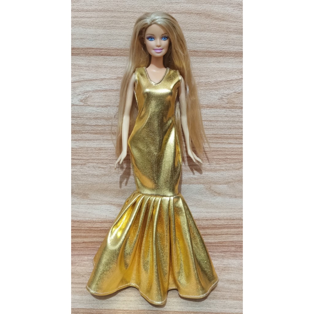 Jual Baju Boneka Berbi Premium Handmade Fancy Gold Limited Edition ...