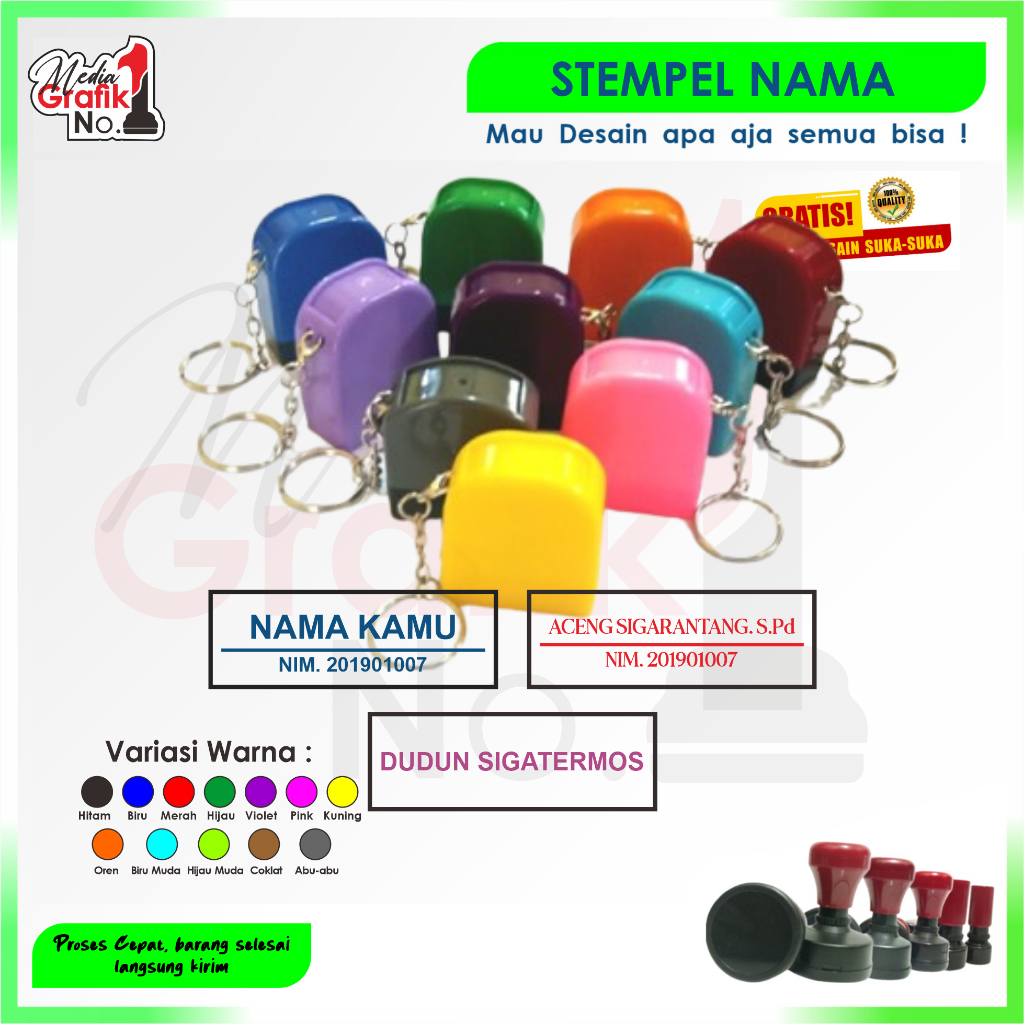 Jual Stempel Nama Custom / Stempel Dinas / Stenpel Gelar / Stemple Nama ...