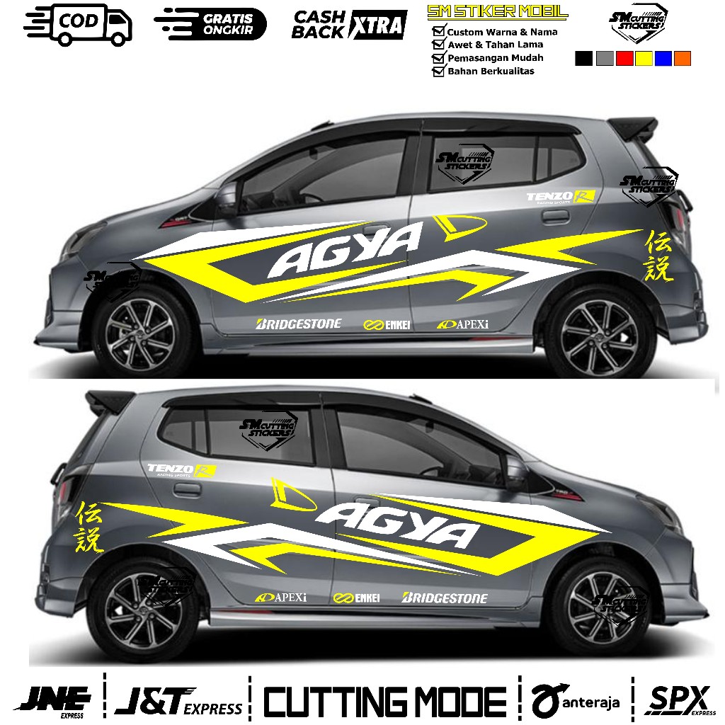 Jual Stiker mobil Daihatsu Agya Model Tribal simpel list Cutting stiker ...