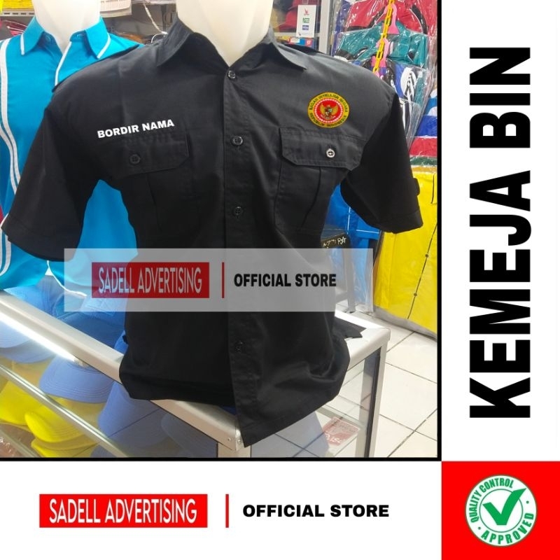 Jual Kemeja BIN Seragam BIN Hitam PDH Lengan Pendek Pria Bordir ...