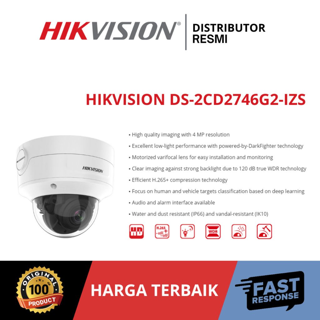 Jual HIKVISION DS-2CD2746G2-IZS 4MP | Shopee Indonesia