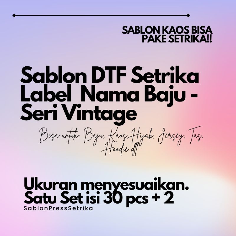 Jual Sablon DTF Setrika | Stiker label nama custom | label nama baju ...