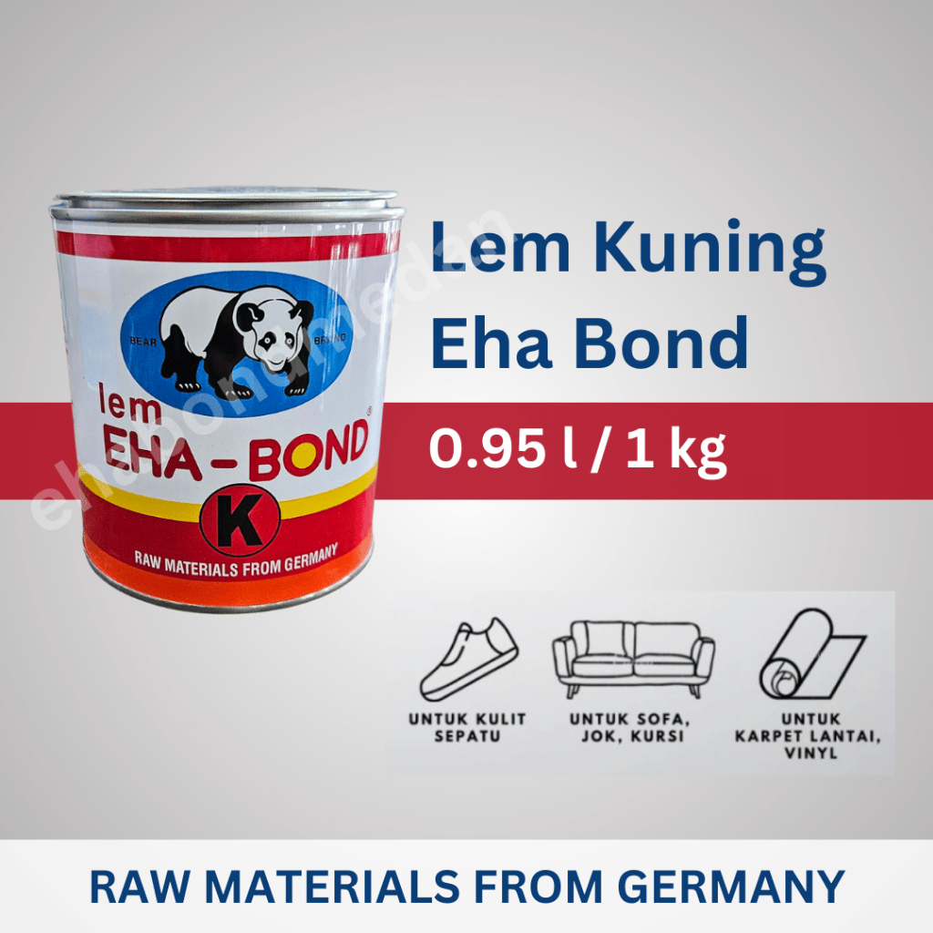 Jual LEM KUNING SERBAGUNA EHA BOND MERAH 1 KG / 0.95 LITER (KULIT, BUSA,HPL,VINYL) | Shopee ...