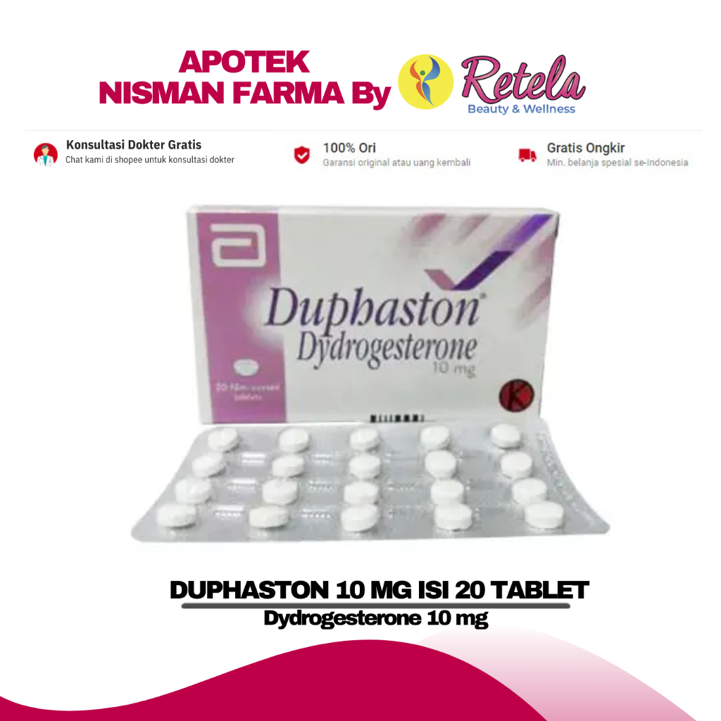 Jual DUPHASTON 10 MG 1 STRIP ISI 20 TABLET ( DYDROGESTERONE 10 MG ...