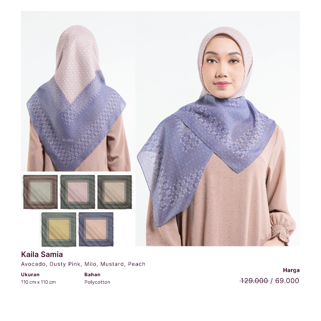 Jual ELZATTA HIJAB KERUDUNG SEGIEMPAT MOTIF TERBARU KAILA SAMIA ...