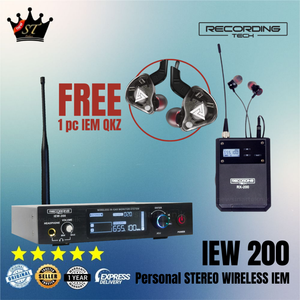 Jual RECORDING TECH IEW-200 IEW200 Wireless Stereo IEM In Ear Monitor ...