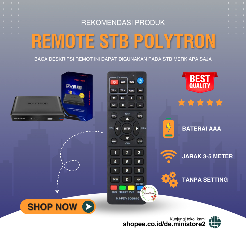 Jual Remote Multi STB Polytron DVBT2 Multi STB PDV 600 / PDV 610 / PDV ...