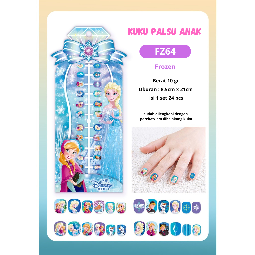 Jual MSY 24Pcs/12Pcs Kuku Mainan Anak Perempuan Free lem/Disney Frozen ...