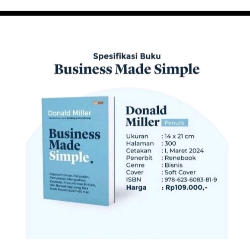 Jual BUKU BUSINESS MADE SIMPLE DONALD MILLES ORIGINAL | Shopee Indonesia