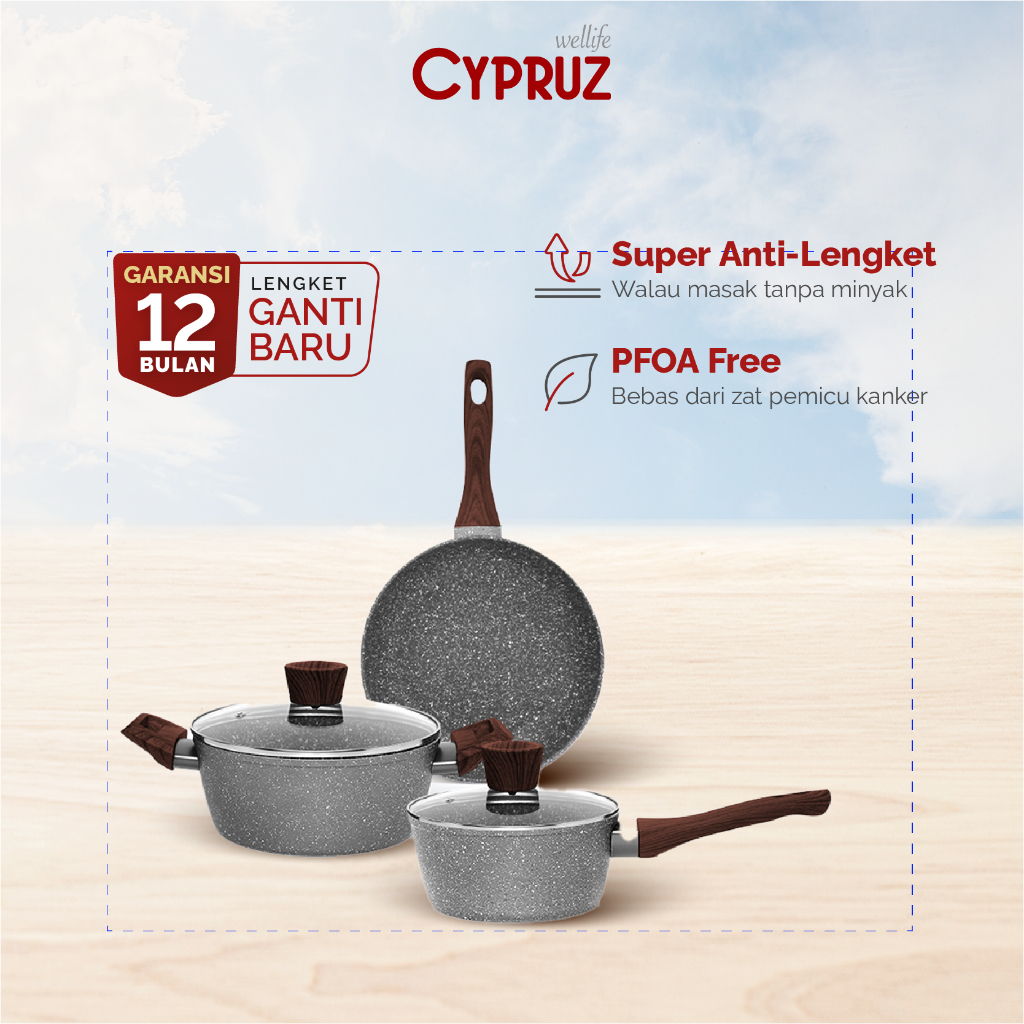 Jual Cypruz Cookware Set Grey Marble Essential Set 5 pcs | Shopee Indonesia