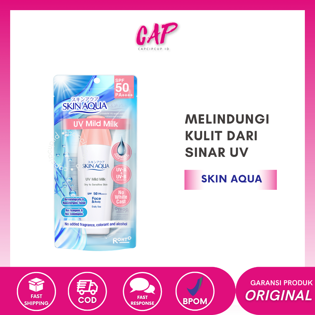 Jual CAP - SKIN AQUA UV Mild Milk Spf 50 40gr Original / Skin Aqua ...