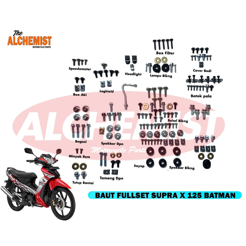 Jual COD Baut Honda Supra X 125 Fullset / Baud Supra X 125 Batman Fullbody / Baut Baud Honda ...