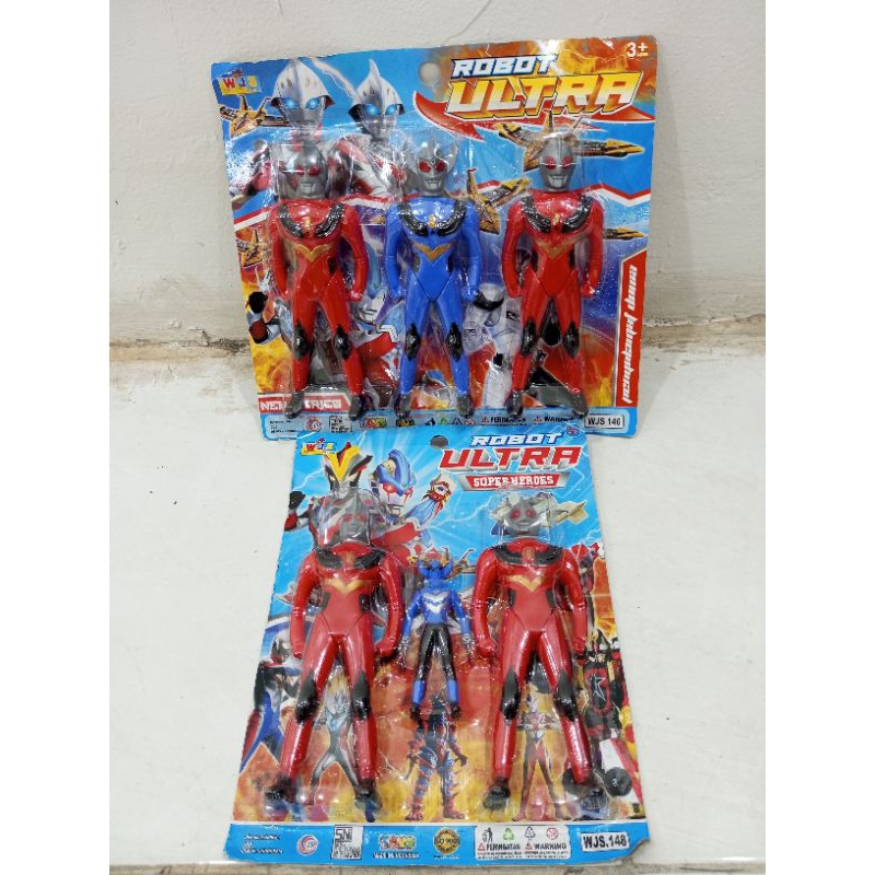 Jual Mainan Robot Ultraman set press anak Isi 3 Robot ultra Super ...