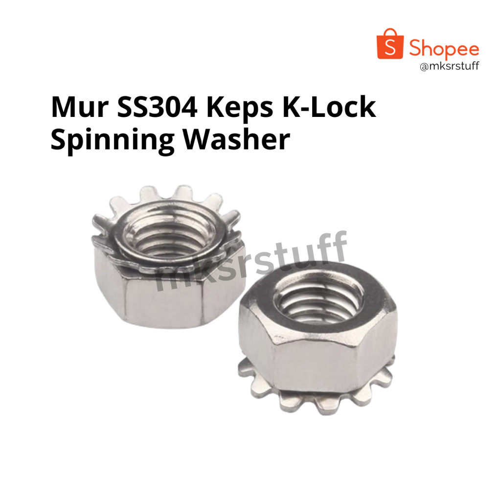 Jual SS304 Mur Keps K-Lock Spinning Washer - M3, M4, M5, M6, M8 ...