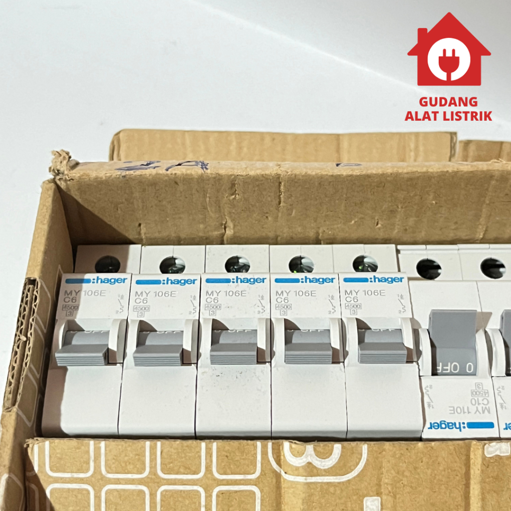 Jual MCB Hager 1 Phase 1 Pole 6A 10A 16A 20A 25A 32A 50A 63A Ampere Pemutus Circuit Breaker SNI ...