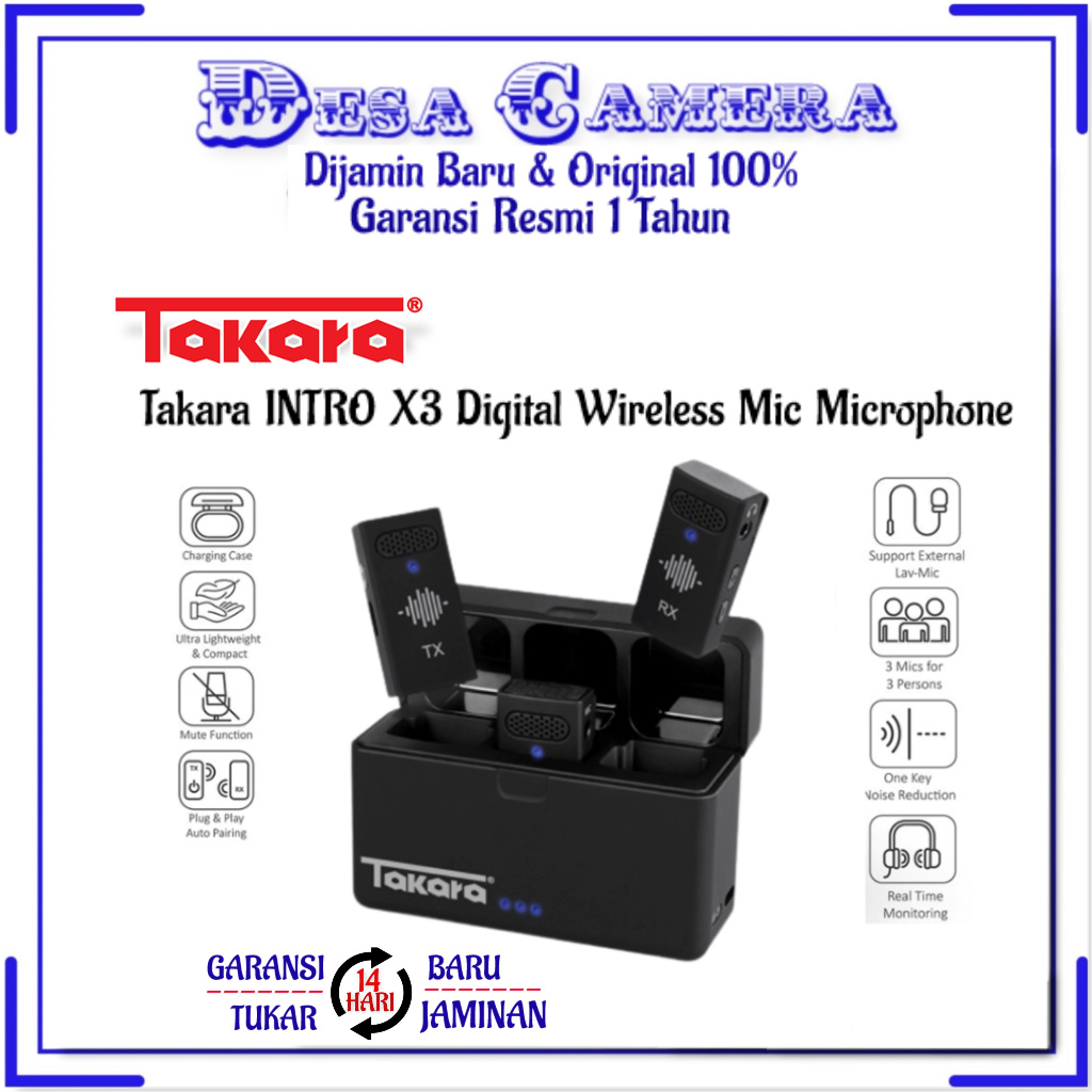 Jual Takara INTRO X3 Digital Wireless Mic Microphone with Charging Case ...