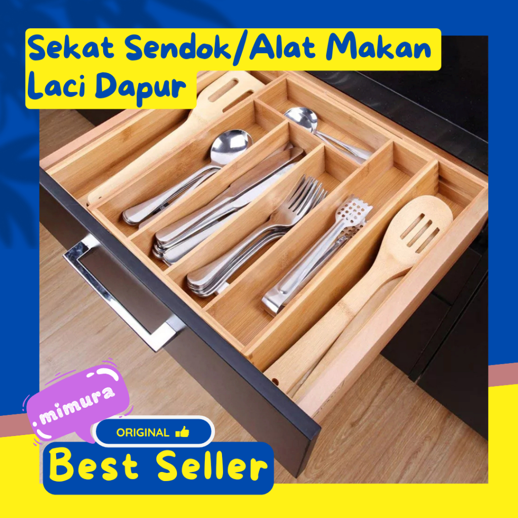 Jual Tempat Sendok Laci Lemari Dapur Bahan Bambu Baki Peralatan Makan ...