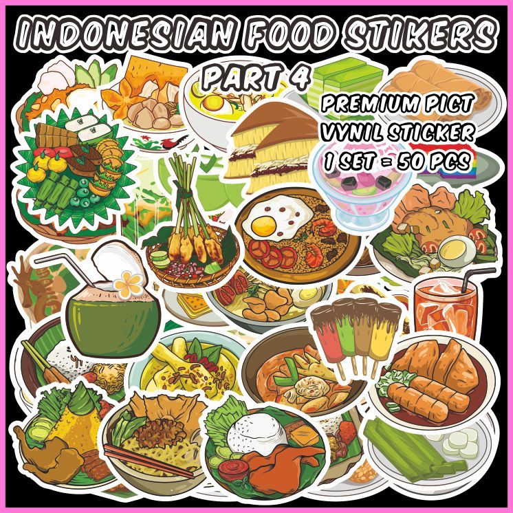Jual [1 pack] indonesian Food Stickers 4 (Stiker Makanan Indonesia 4 ...
