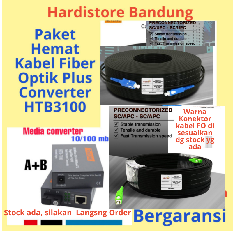 Jual Kabel Fiber Optik Precon 80m Plus Converter HTB3100 Paket Hemat ...