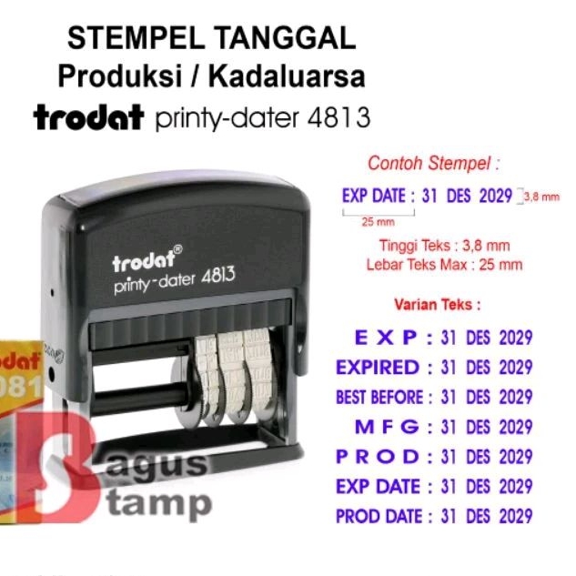 Jual Stempel Expired / Tanggal Kadaluarsa FREE Tinta 25ml Trodat 4813 ...