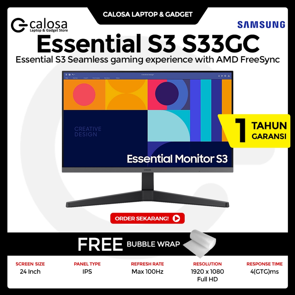 Jual Monitor Samsung 24" Essential S3 S33GC Seamless gaming experience ...
