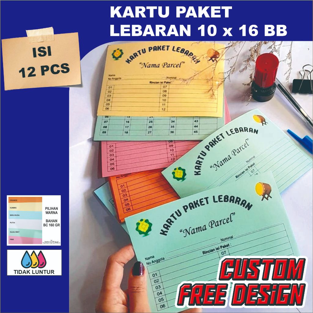 Jual KARTU PAKET LEBARAN isi 12 pcs KARTU IURAN PAKETAN LEBARAN / KARTU ...