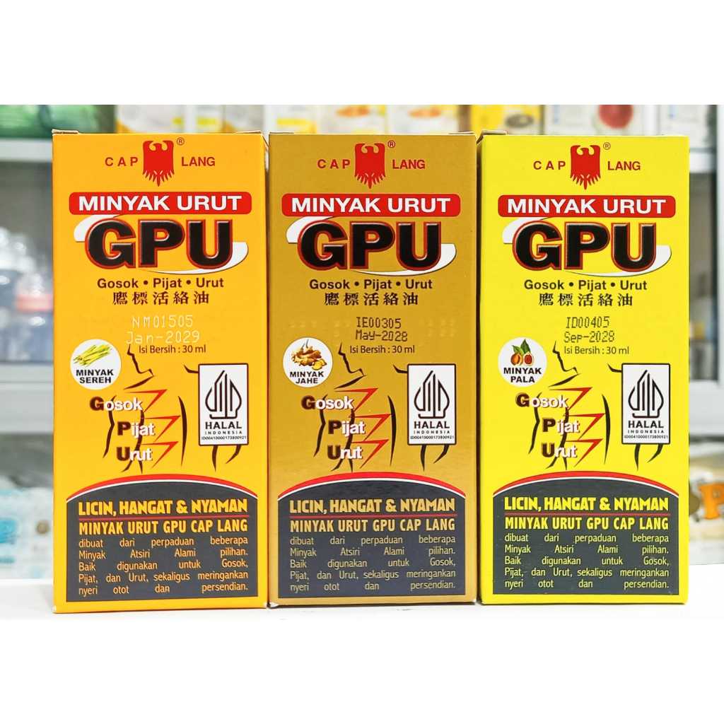 Jual Minyak Urut 𝐆𝐏𝐔 𝟑𝟎𝐌𝐋 - Meredakan Pegal Linu, Nyeri Sendi dan Encok ...