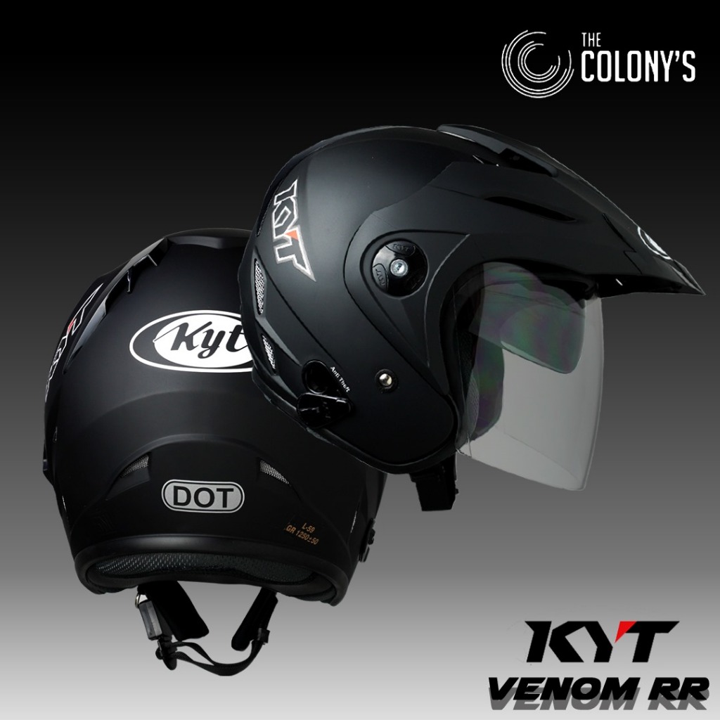 Jual HELM KYT VENOM RR SOLID BLACK DOFF | ORIGINAL HELMET | KYT VENOM ...