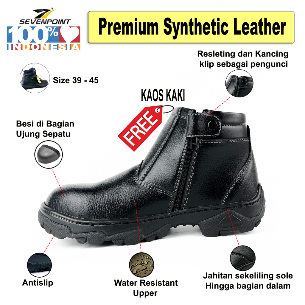 Jual Sepatu Safety Boots Resleting Original Ujung Besi Septy Slip On ...