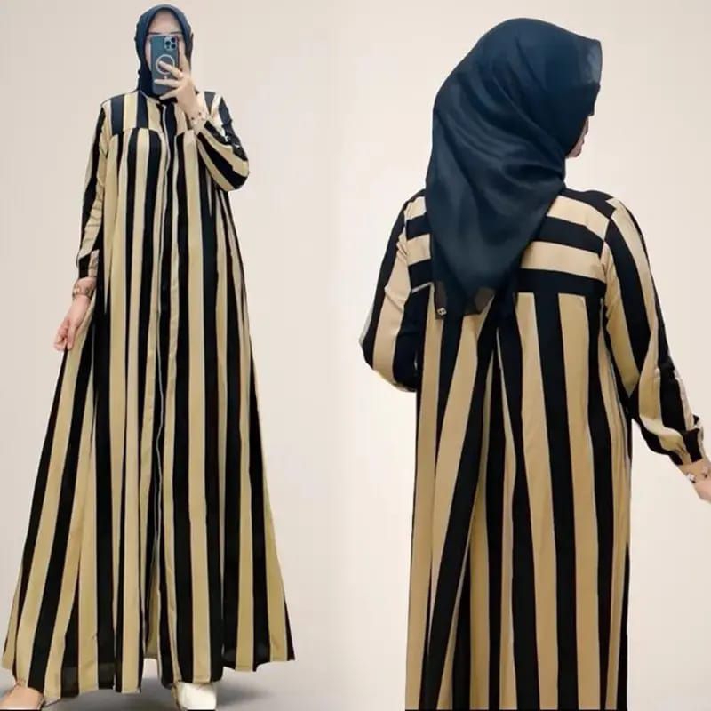 Jual Gamis Salur Kekinian Rayon Armor Premium Terbaru Midi Dress Lurik Wanita Kekinian Dress ...