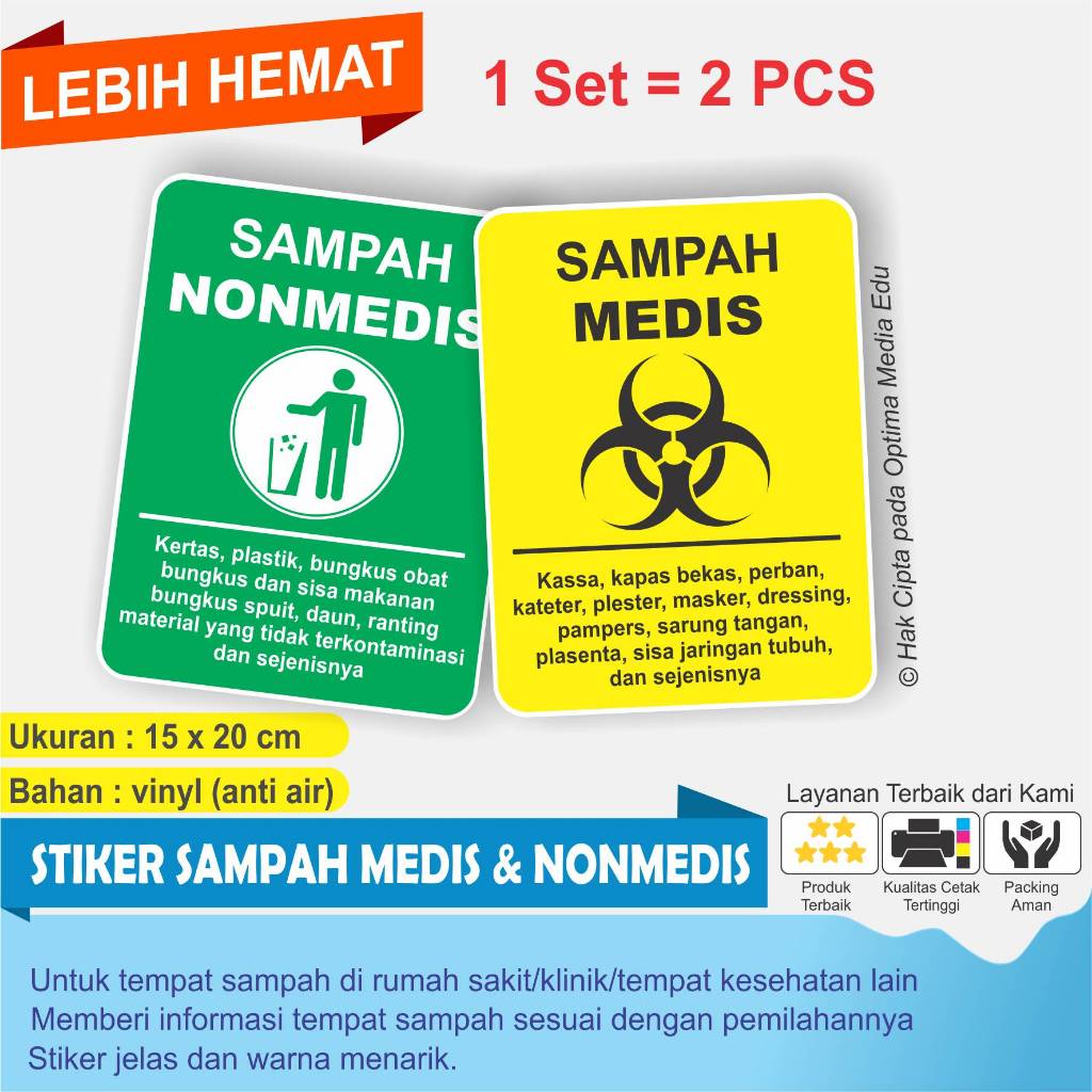 Jual CETAK STIKER UNTUK TEMPAT SAMPAH MEDIS DAN NON MEDIS 1 SET DAPAT 2 ...