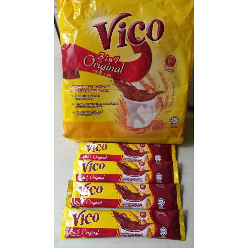 Jual VICO CHOCOLATE MALT 3 IN 1 ASLI MALAYSIA (SACHET) | Shopee Indonesia