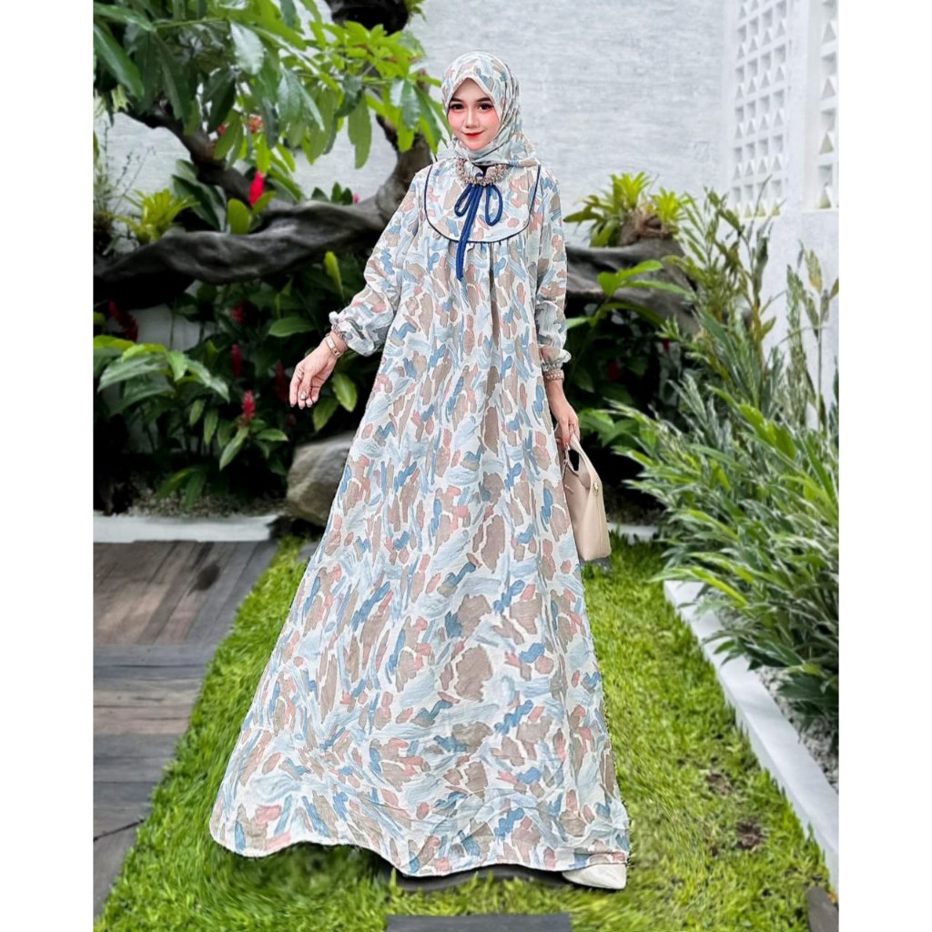 Jual GAMIS ALMIRA DRESS SET HIJAB MATT RAYON DIAMOND PREMIUM BLACK ...