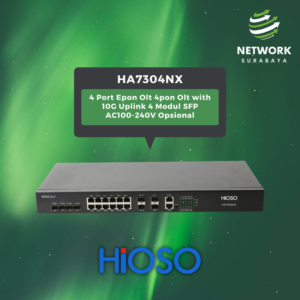 Jual HA7304NX HIOSO OLT 1U RACK TYPE 4 PON PORTS 10G UPLINK OLT EPON ...