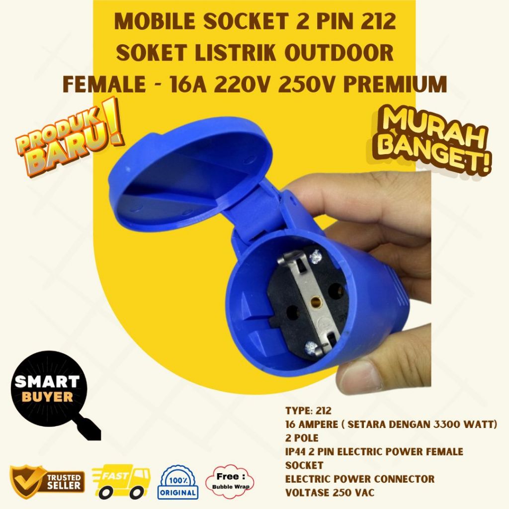 Jual PEL 16A 2pin Female Socket Colokan Soket Listrik Outdoor PREMIUM ...