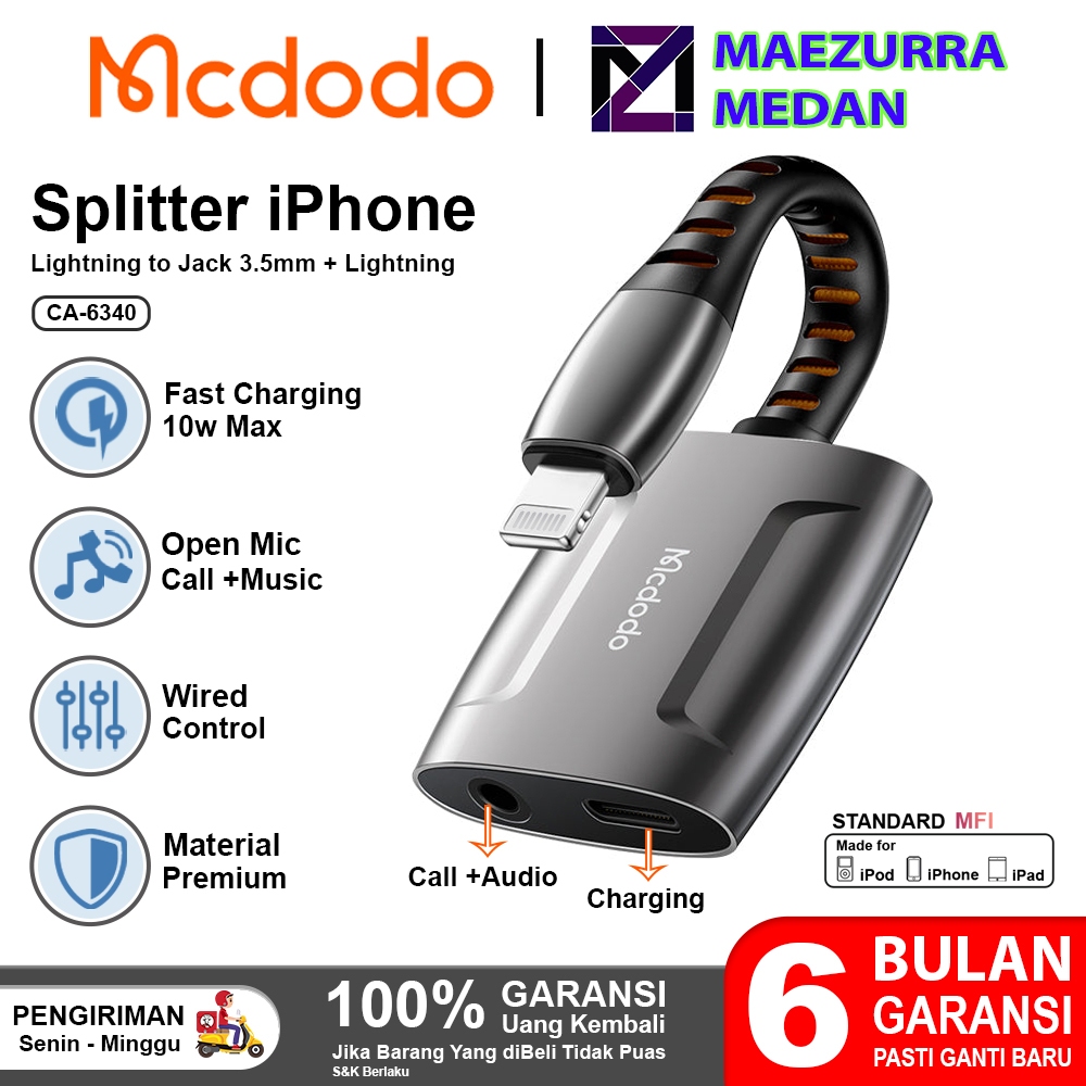 Jual MCDODO Converter Splitter For iPhone Lightning to Jack 3.5mm ...